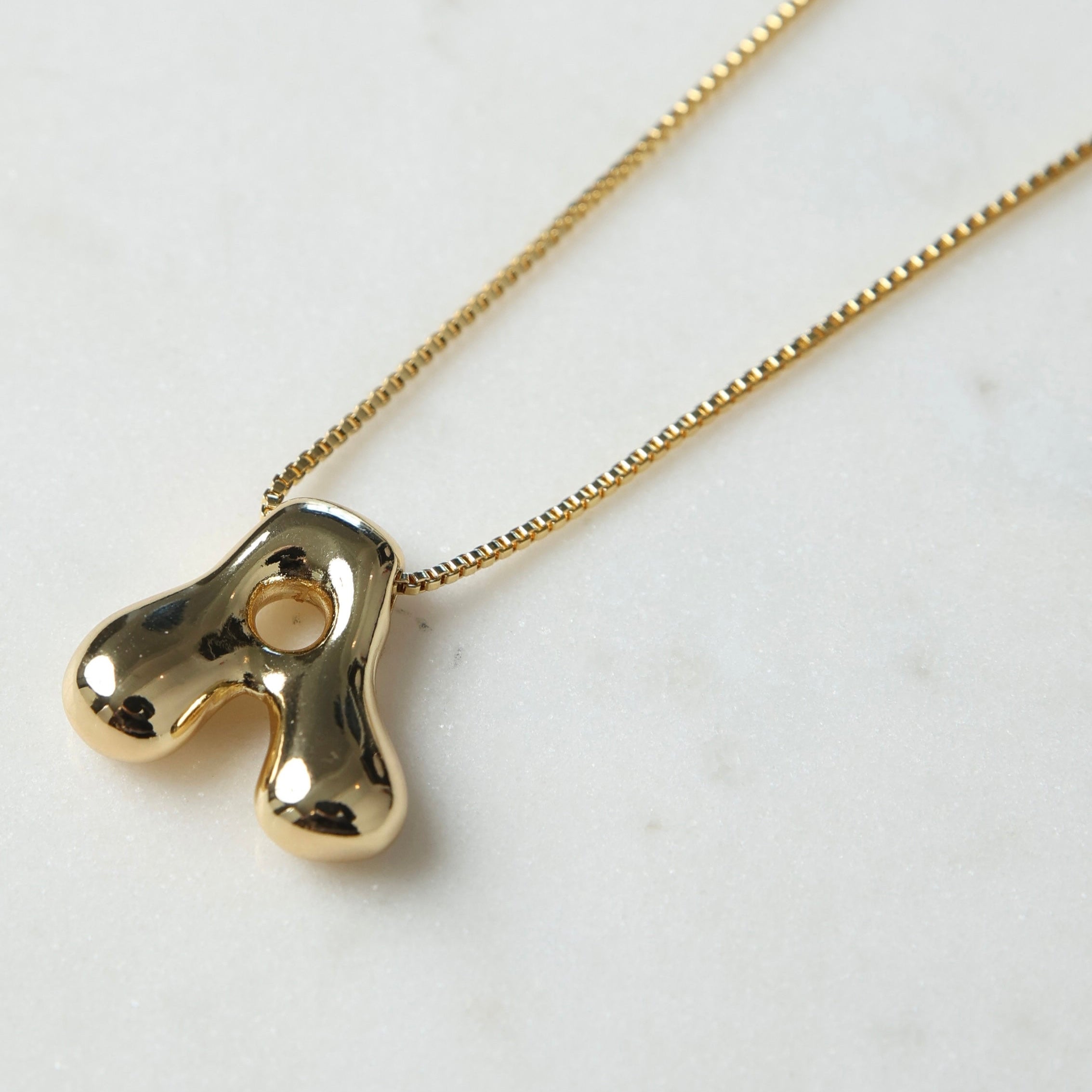 Glossy Bubble Letter Initial Necklace – Belle